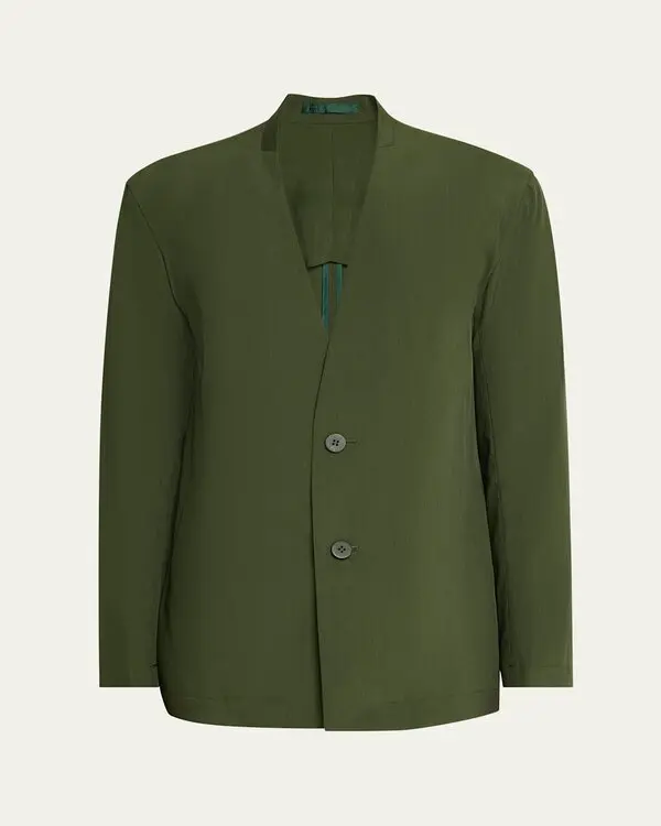 Issey Miyake Single-breasted Air Jacket - Dark Green