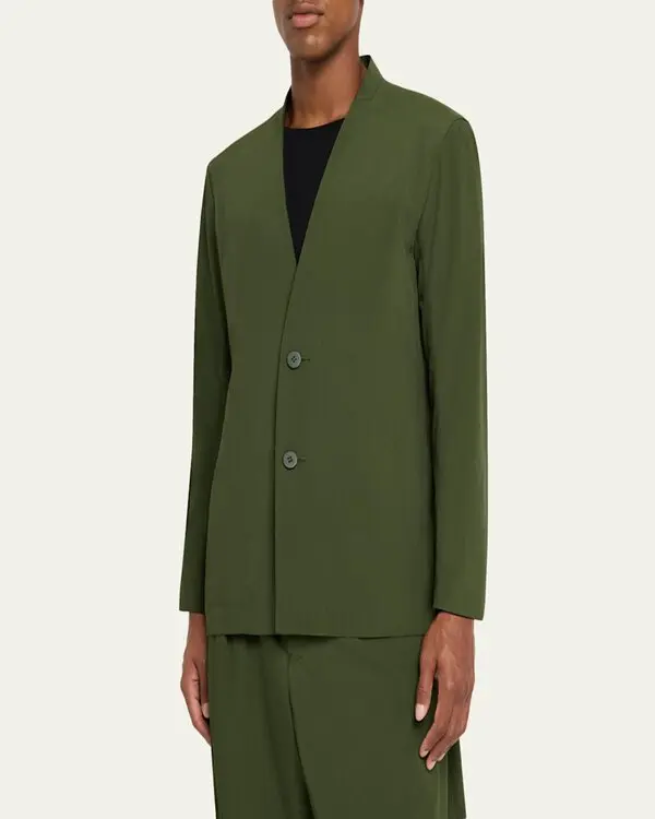 Issey Miyake Single-breasted Air Jacket - Dark Green