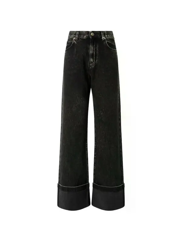 Pinko Folded-hem Jeans - Black