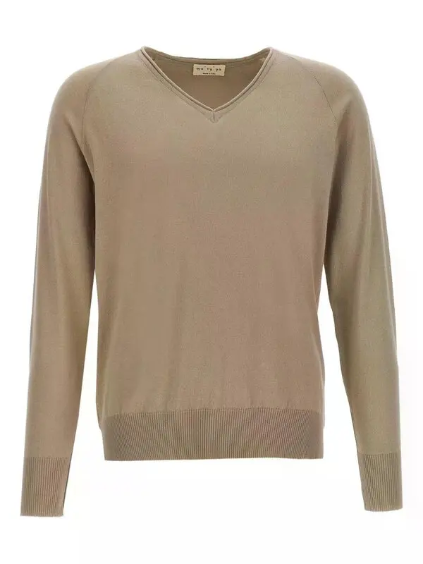 MA'RY'YA V-neck Raglan-sleeve Sweater - Neutrals