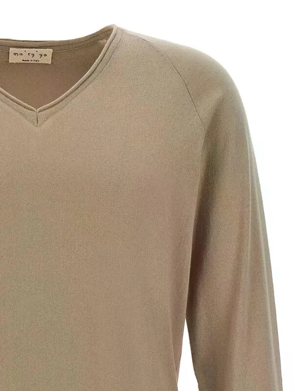 MA'RY'YA V-neck Raglan-sleeve Sweater - Neutrals