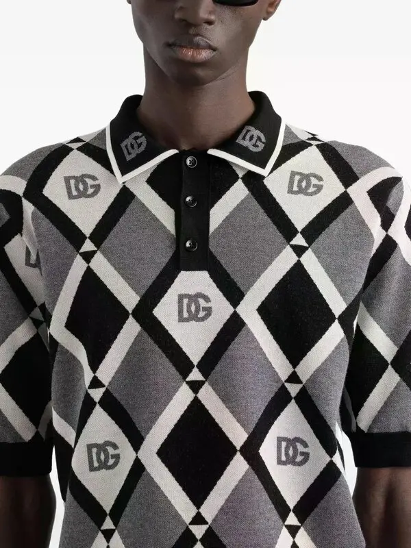 Dolce & Gabbana Diamond-pattern Polo Shirt