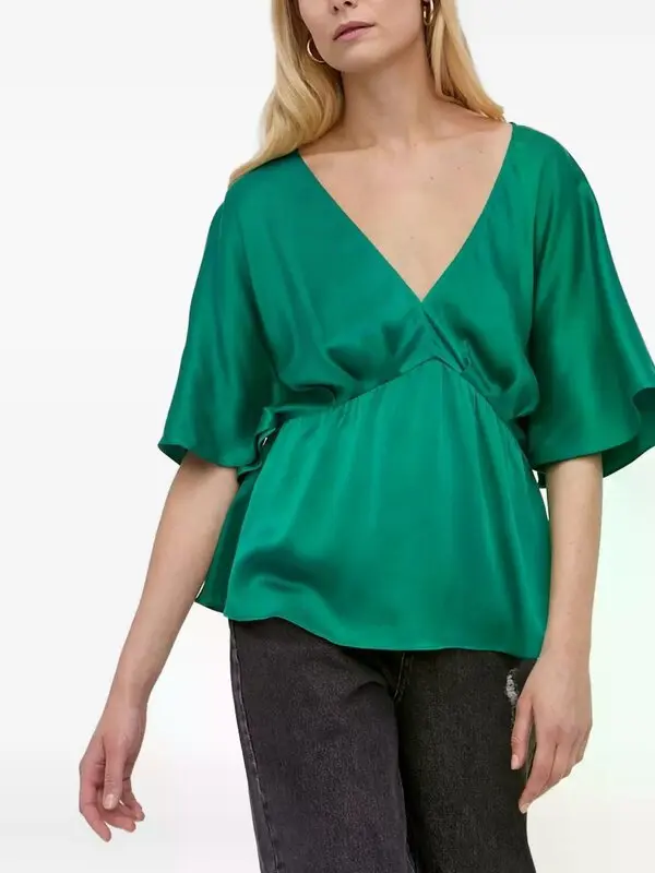 NOTES DU NORD V-neck Gathered Blouse