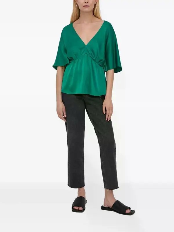 NOTES DU NORD V-neck Gathered Blouse