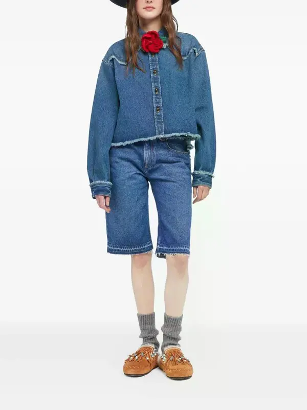 Alanui Pacific Roads Frayed-hem Denim Shirt