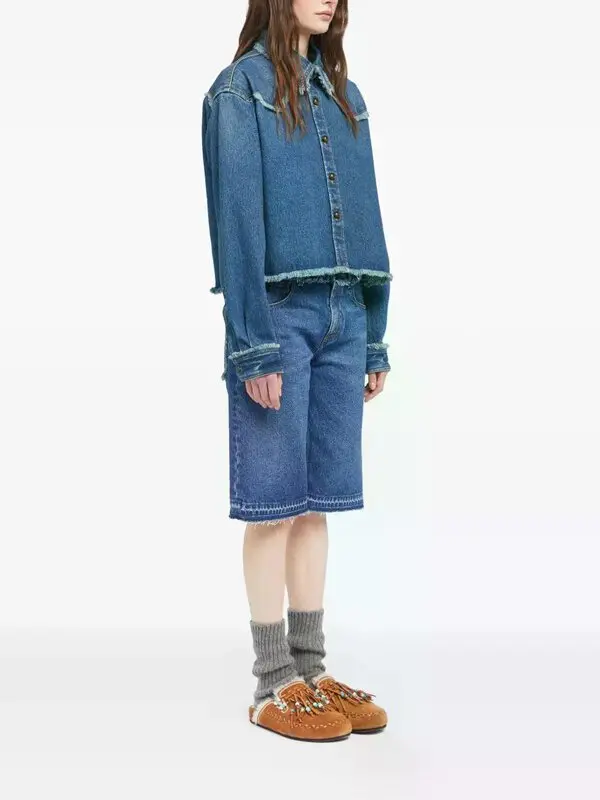 Alanui Pacific Roads Frayed-hem Denim Shirt