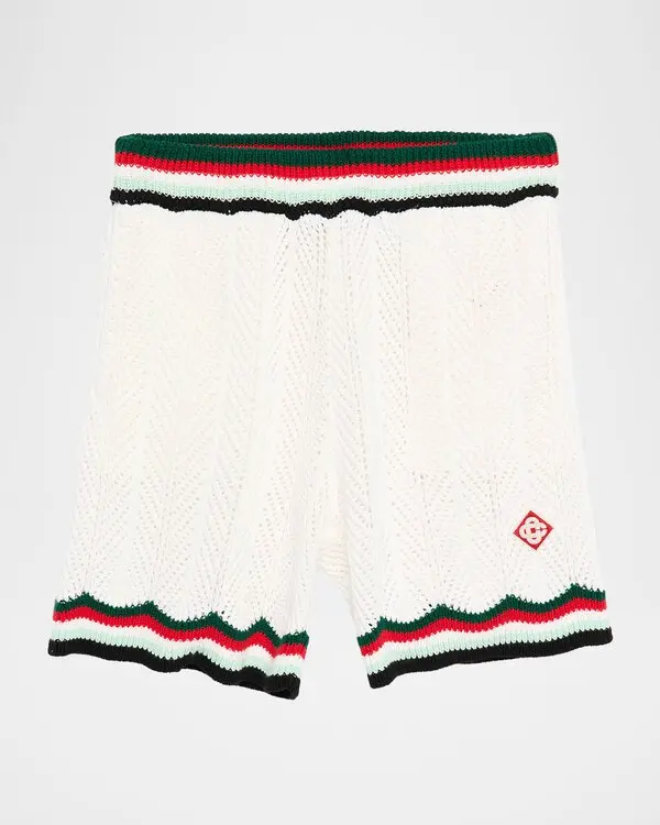 Casablanca Chevron Crochet Pull-on Shorts - White