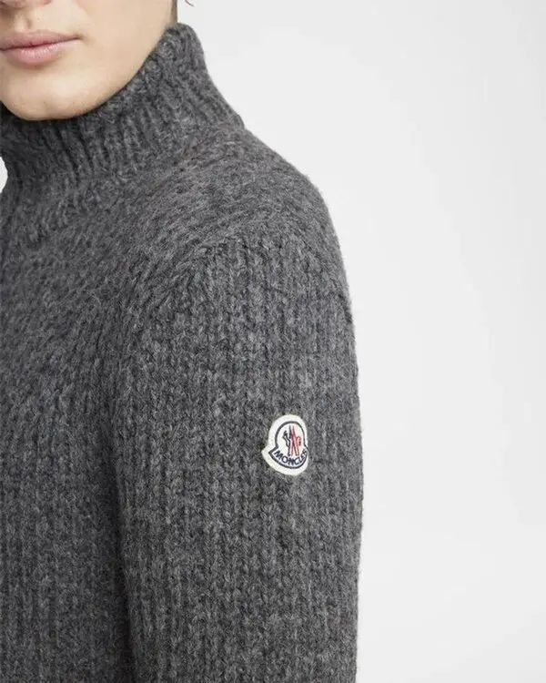 Moncler Ribbed Full-zip Sweater - Dkgray