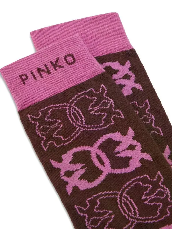 Pinko Love Birds Patterned Knee-high Socks - Pink