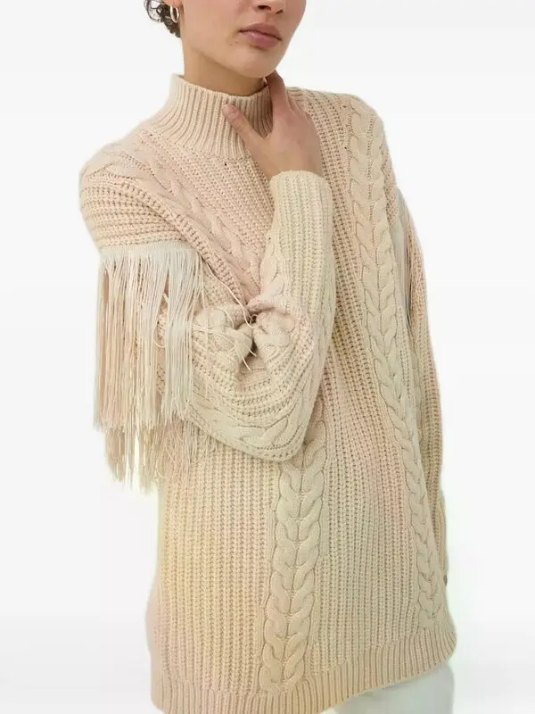 BRUUNS BAZAAR Cable-knit Fringe Sweater