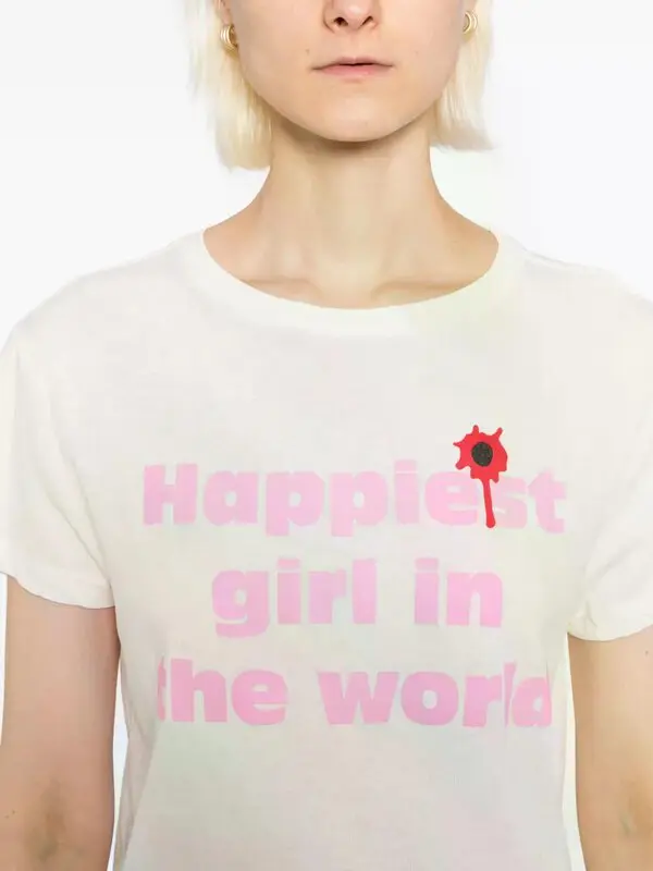 Ashley Williams Happy T-Shirt - Neutrals | Editorialist