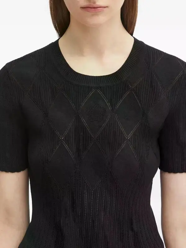 Kenzo Ribbed-knit Diamond-pattern Top
