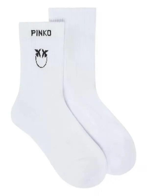 Pinko Logo-jacquard Socks - White