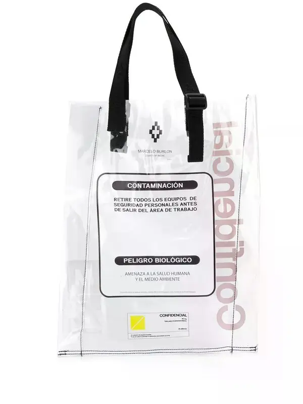 COUNTY OF MILAN Marcelo Burlon Warning Tote Bag - Neutrals