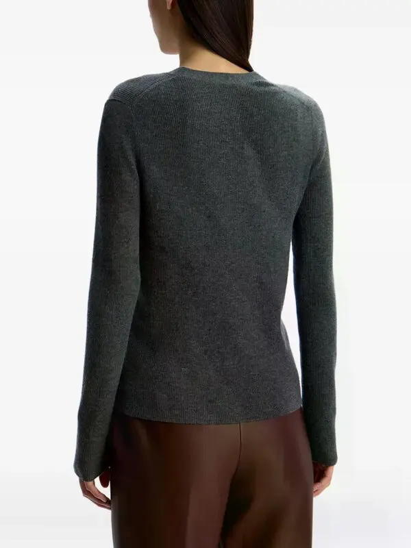 12 STOREEZ Ribbed V-neck Merino Wool Cardigan