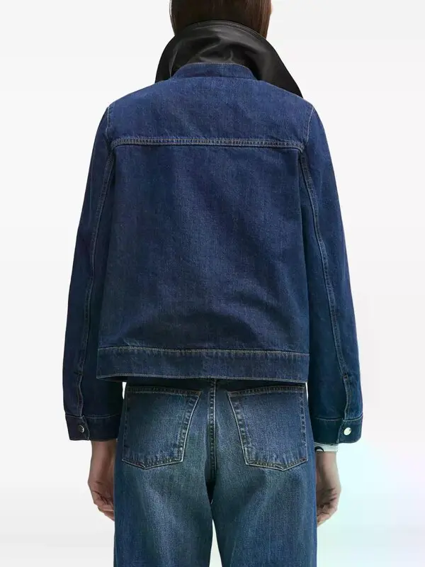 WALES BONNER Leather-collar Denim Jacket - Blue