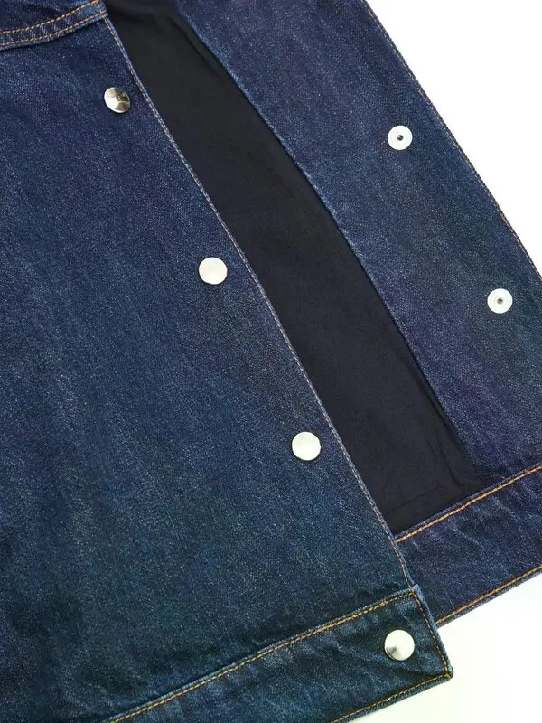 WALES BONNER Leather-collar Denim Jacket - Blue