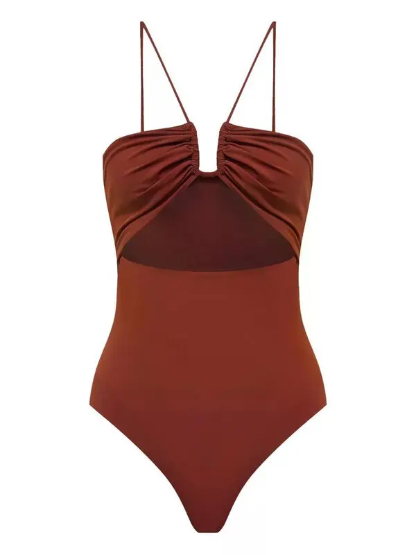12 STOREEZ Cut-out One-piece Swimsuit - Brown