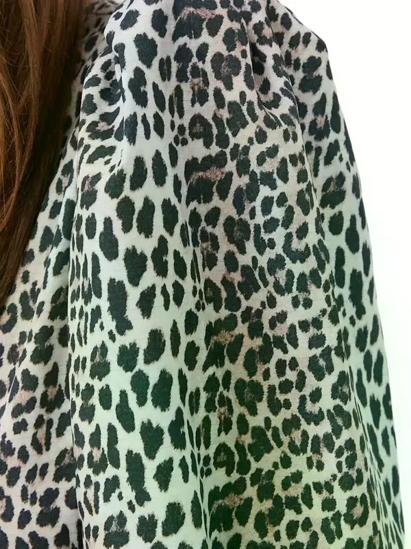 NOTES DU NORD Leopard-print Top With Puff Sleeves