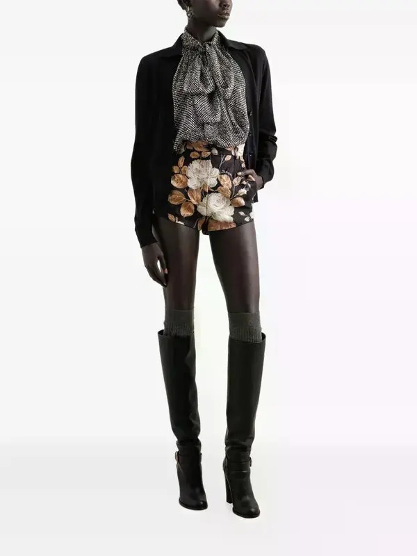 Dolce & Gabbana Rose-print Brocade Shorts