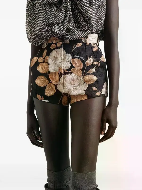 Dolce & Gabbana Rose-print Brocade Shorts