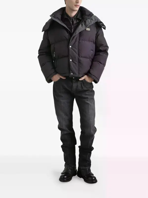 Dolce & Gabbana Hooded Puffer Jacket - Grey