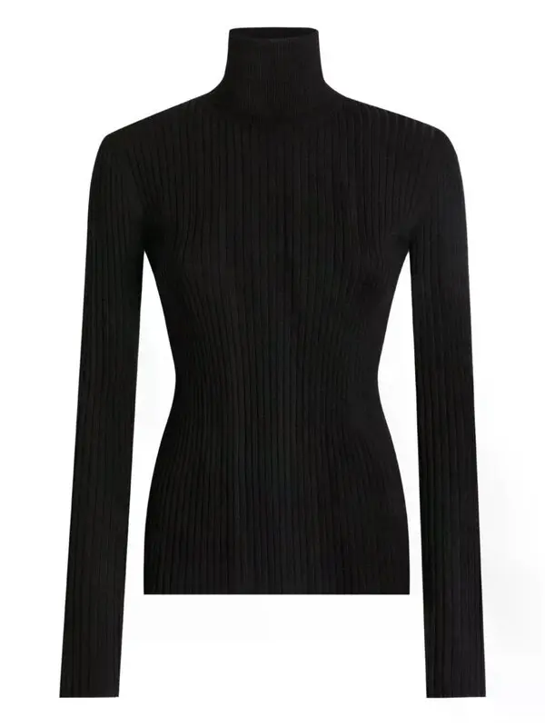 Dolce & Gabbana Ribbed Knit Turtleneck Sweater - Black