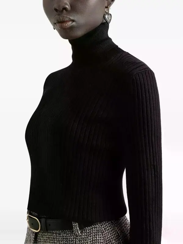 Dolce & Gabbana Ribbed Knit Turtleneck Sweater - Black