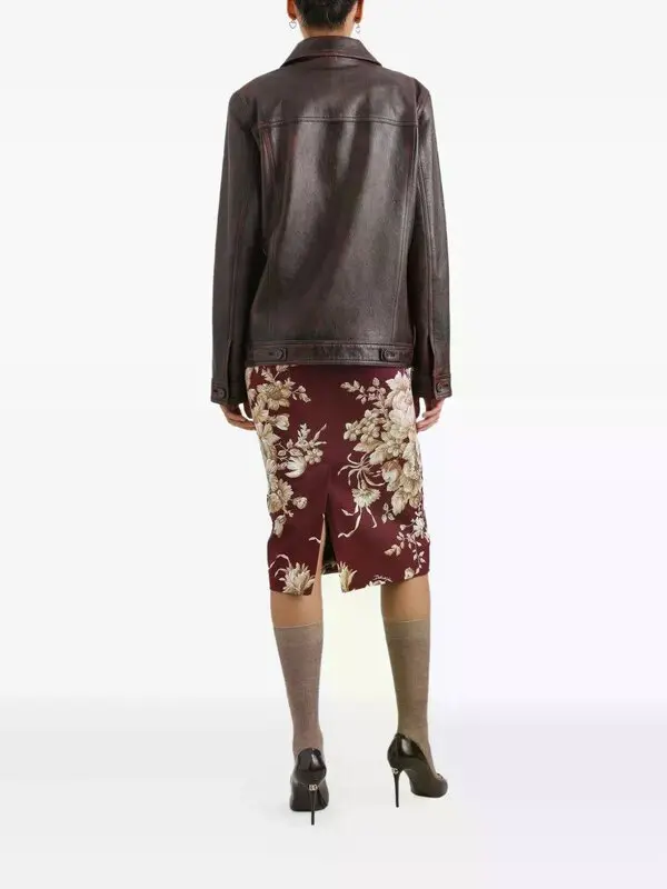Dolce & Gabbana Floral-print Long-sleeve Midi Dress - Red