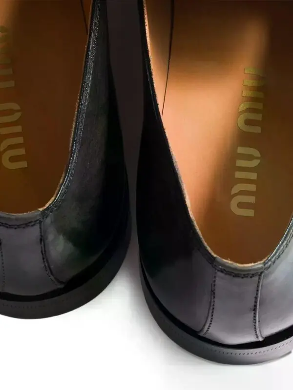 Miu Miu Embossed-logo Calf Leather Loafers - Black