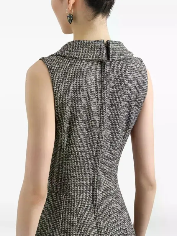 Dolce & Gabbana Houndstooth Sleeveless Midi Dress - Black