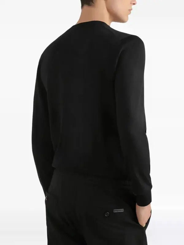 Dolce & Gabbana Crew-neck Fine Knit Sweater - Black