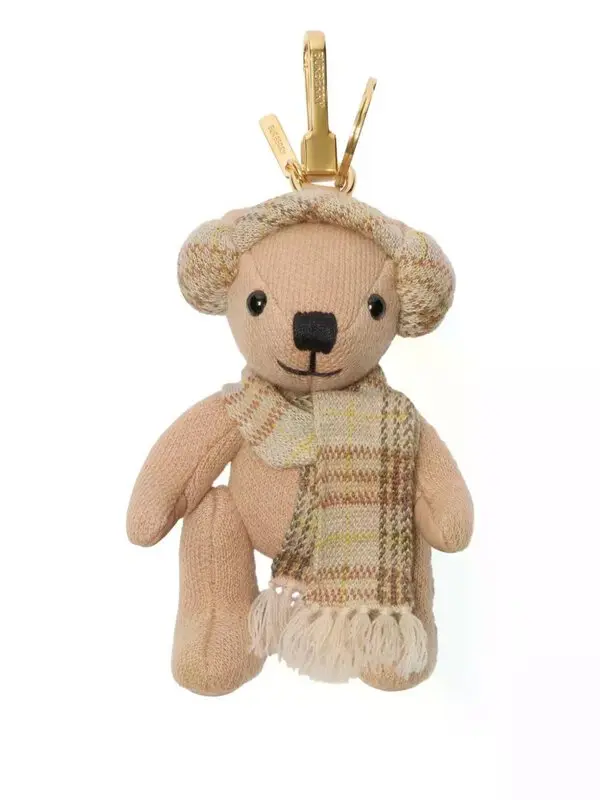 Burberry Thomas Bear Checked-scarf Bag Charm - Neutrals