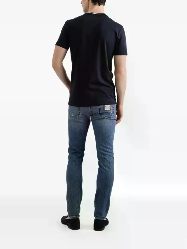 Dolce & Gabbana Distressed Logo-plaque Jeans - Blue