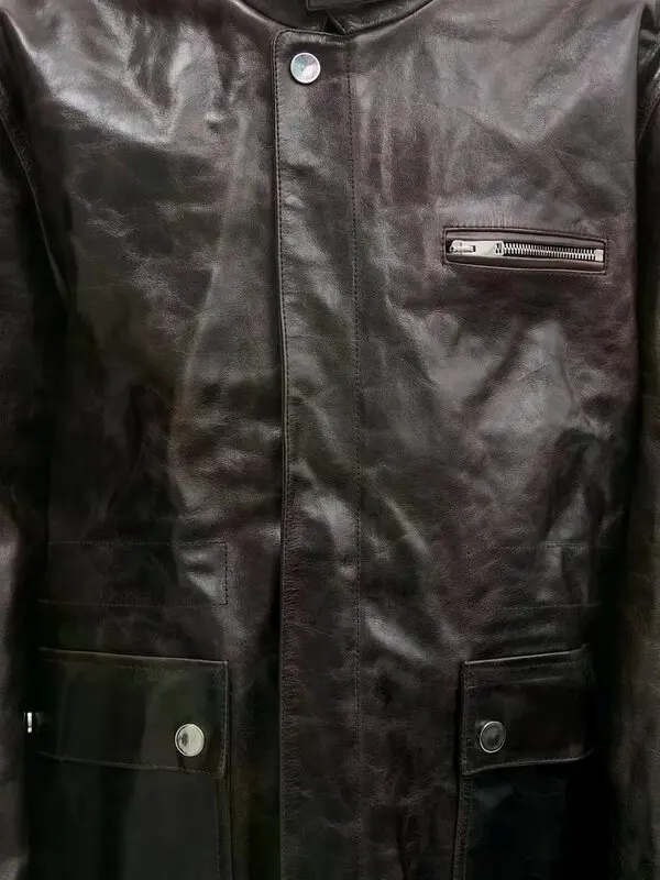 WALES BONNER Snap-fastening Leather Jacket