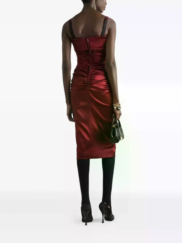 Dolce & Gabbana Dress In Stretch Satin - Woman Burgundy Satin 50