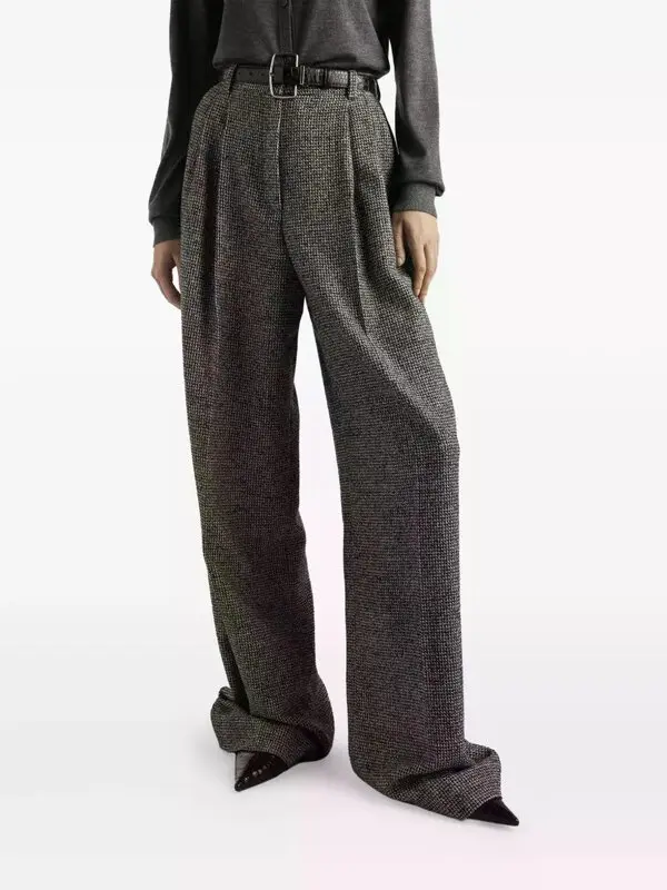 Dolce & Gabbana Houndstooth Pleated Trousers - Black