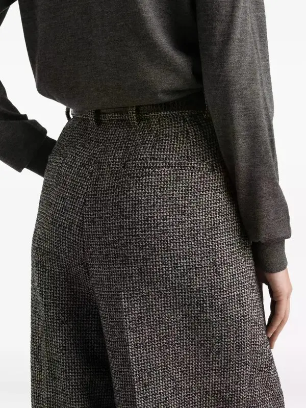 Dolce & Gabbana Houndstooth Pleated Trousers - Black