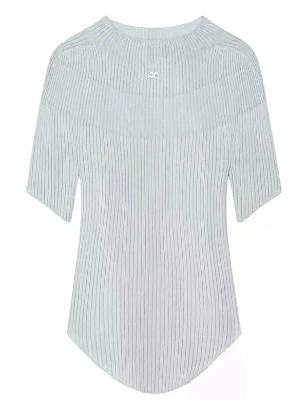 COURREGES Ribbed Short Sleeve Top