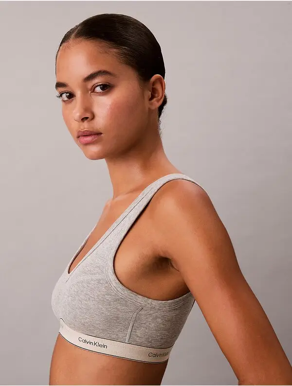 Calvin Klein Heritage Cotton Stretch Lightly Lined Triangle Bralette - Grey Heather