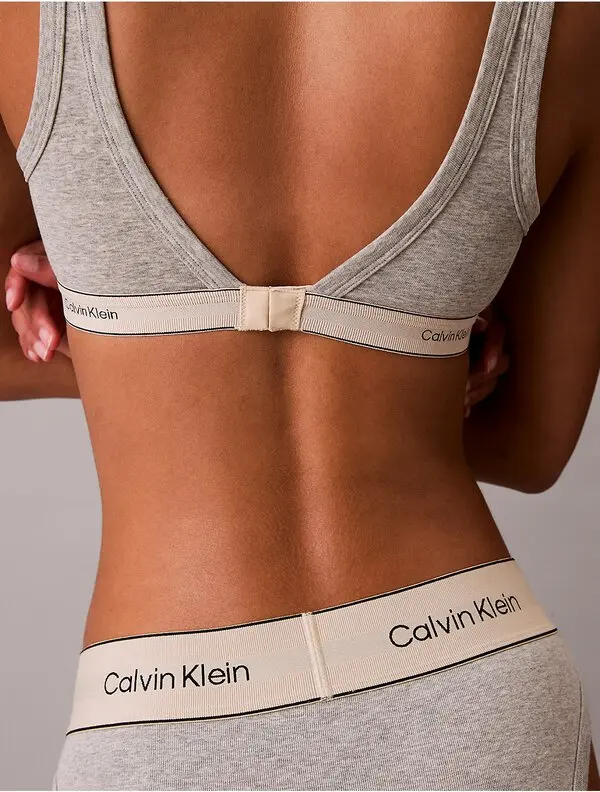 Calvin Klein Heritage Cotton Stretch Lightly Lined Triangle Bralette - Grey Heather