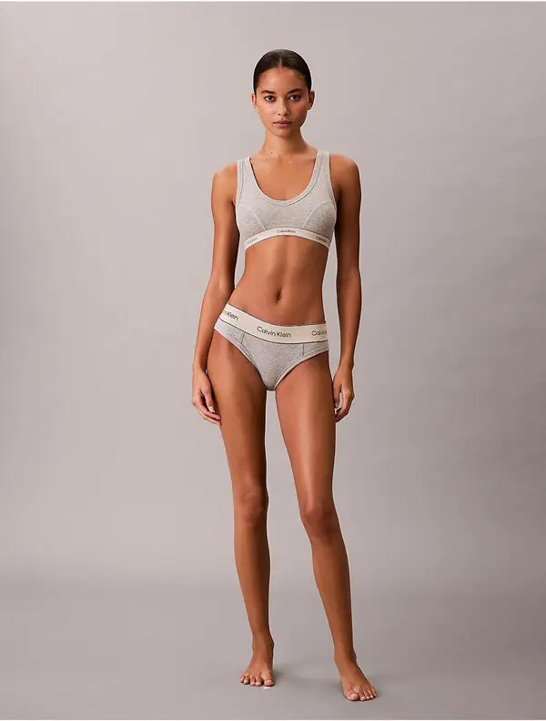 Calvin Klein Heritage Cotton Stretch Lightly Lined Triangle Bralette - Grey Heather