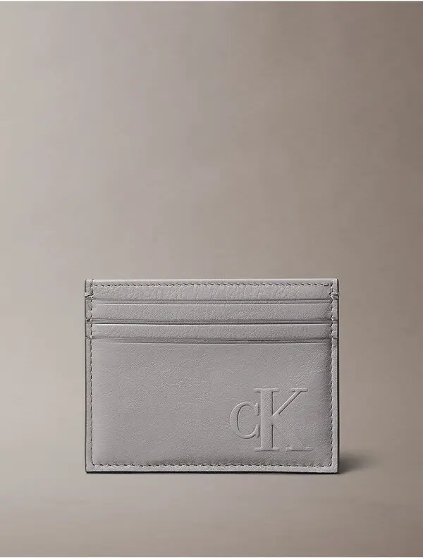 Calvin Klein Saffiano Leather Card Case - Formal Gray