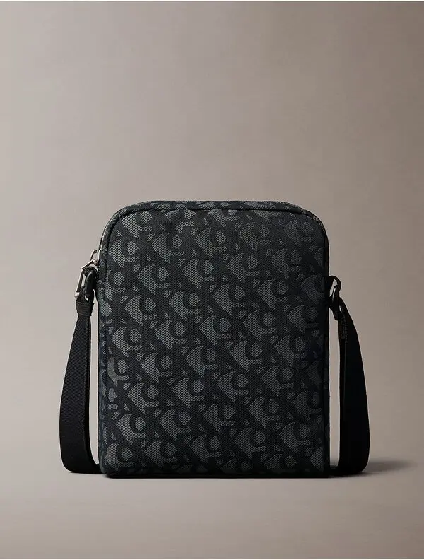 Calvin Klein Monogram Jacquard Reporter Bag - Black