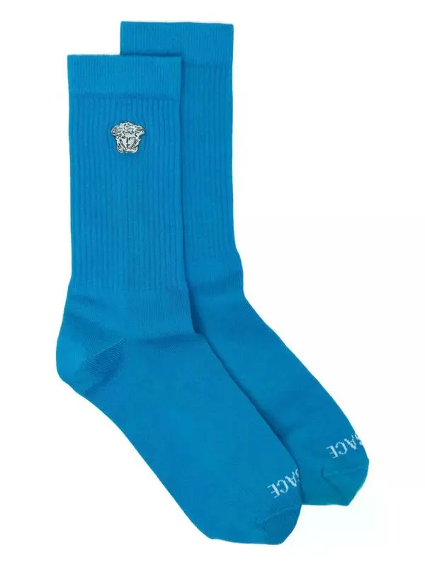 Versace Medusa-embroidered Socks - Blue