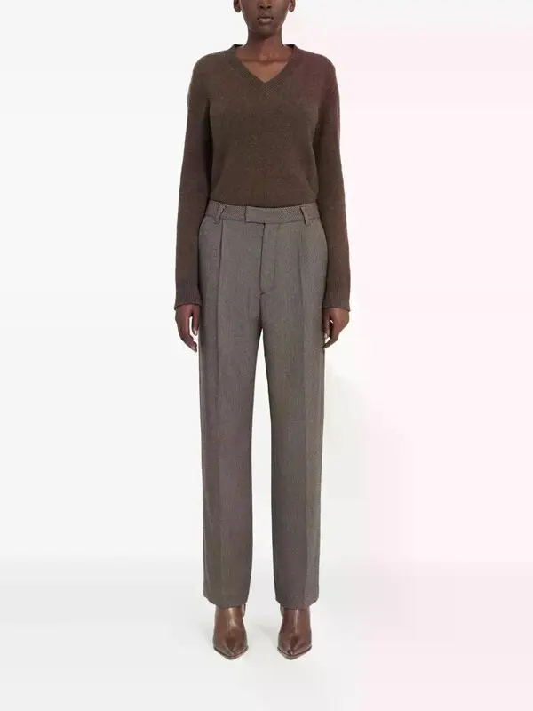 MAISON MARGIELA Pleated Herringbone Trousers