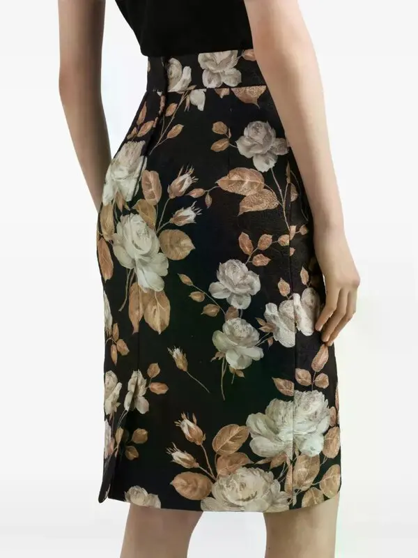 Dolce & Gabbana Rose-print Midi Pencil Skirt