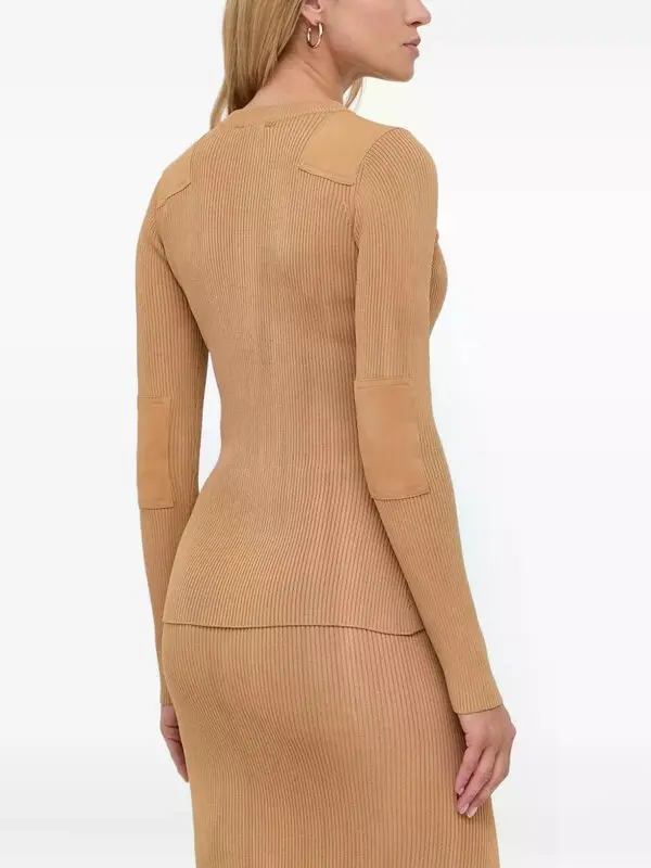 NOTES DU NORD Ribbed-knit Elbow-patch Sweater
