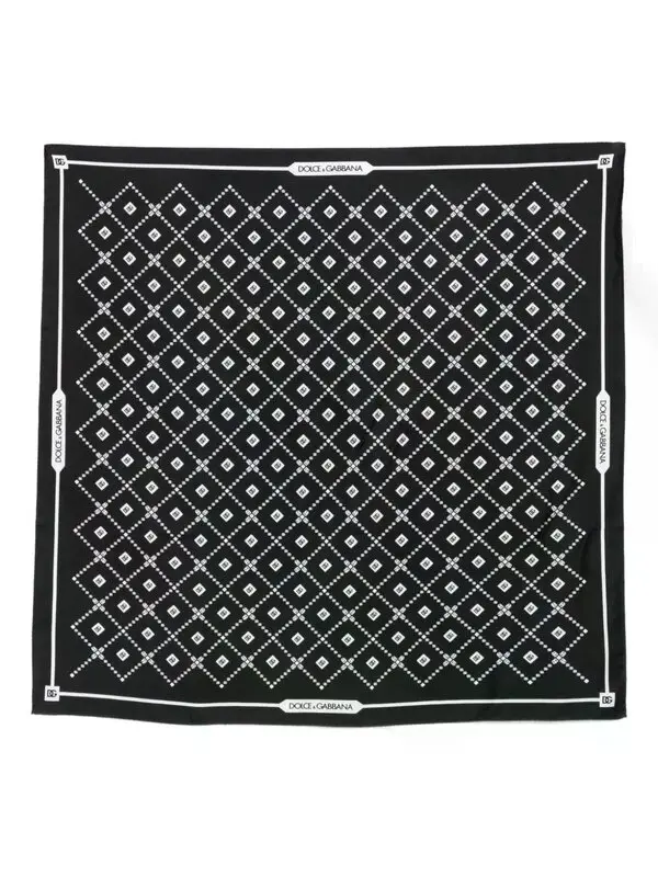 Dolce & Gabbana Geometric-pattern Silk Scarf - Black