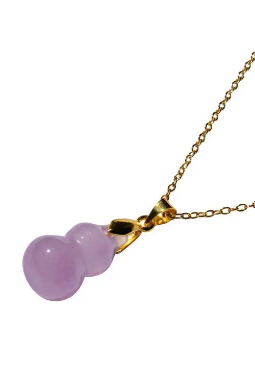 SEREE Hulu Jade Stone Pendant Necklace - Purple